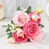 China 5 small rose artificial flowers, Korean-style bouquet, Persian and foreign peony artificial flowers, home wedding roses for sale
