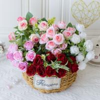 China 10 small roses arranged for weddings, small flower bouquets, hotel home decor ornaments, silk flower simulation flowers, artificial fake flowers for sale