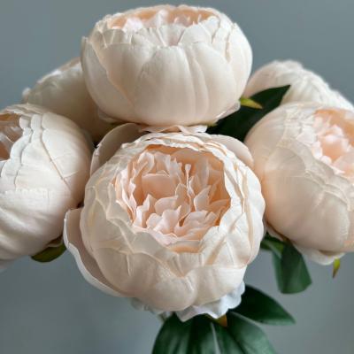 China 7-head core peony simulation bouquet wedding flower material peony peony wedding hall simulation flower for sale
