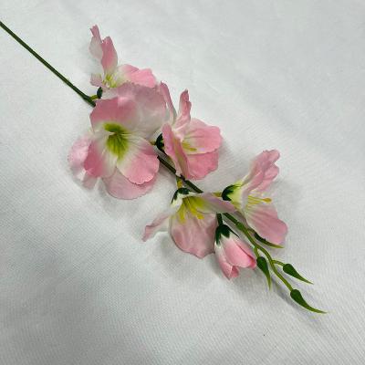 China Simulated flower small single sword orchid fake flower cross-border hot selling floral bouquet high-end silk flower small orchid table flower arrangement for sale