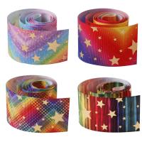 China Meisida ribbon 3.8cm thread ribbon hot gold and silver star rainbow gradient color ribbon wholesale for sale