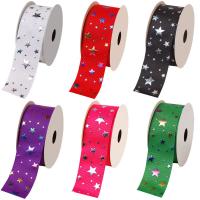 China Meisida ribbon 3.8cm thread ribbon hot gold and silver star rainbow gradient color ribbon wholesale for sale