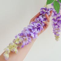 China Simulation of giant wisteria flowers with long branches, plastic fake flowers, silk flowers, indoor living room, hanging rattan strips, photography decoration for sale