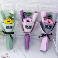 China Cross border hot selling sunflower eucalyptus single bouquet, Teacher's Day gift, teacher soap flower, Valentine's Day promotion bouquet for sale
