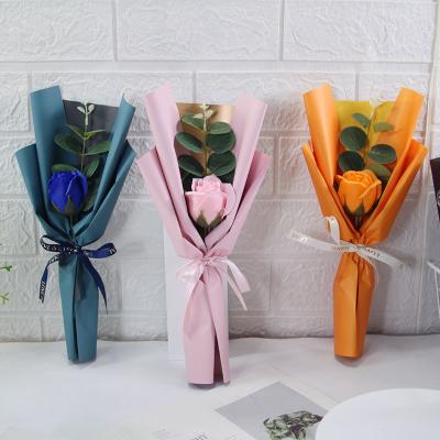 China Cross border hot selling sunflower eucalyptus single bouquet, Teacher's Day gift, teacher soap flower, Valentine's Day promotion bouquet for sale