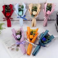 China Cross border hot selling sunflower eucalyptus single bouquet, Teacher's Day gift, teacher soap flower, Valentine's Day promotion bouquet for sale