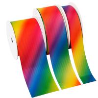 China Meisida ribbon heat transfer printing thread belt gradient color rainbow ribbon customized polyester ribbed ribbon wholesale for sale