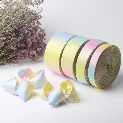 China Meisida single-sided ribbon rainbow rainbow rainbow ribbon ribbon ribbon ribbon cake packaging ribbon DIY material flower bundle ribbon for sale