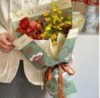 China Classical Palace Style Pictorial Flower Arrangement Flower Packaging Paper for sale