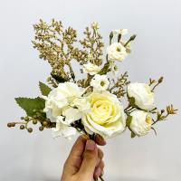 China French style grilled multi headed rose simulation flower table flower arrangement, hand-held flower, fake flower bouquet decoration for sale