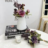 China French style grilled multi headed rose simulation flower table flower arrangement, hand-held flower, fake flower bouquet decoration for sale