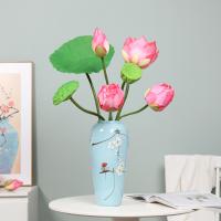 China Lotus artificial flowers, simulated flowers, tactile lotus leaves, lotus pods, new Chinese-style home decoration, simulated green plants, lotus photo props for sale