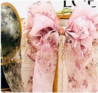 China Ancient style, a plum blossom dyed silk, handmade DIY hair accessories, Hanfu decorative materials, flower bundles, decorative ribbons for sale