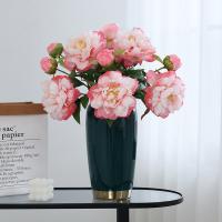 China High-end peony and peony artificial flowers, Chinese-style living room decorative flowers, dining table flower arrangement ornaments, peony artificial flower bouquets for sale