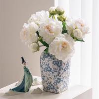 China High-end peony and peony artificial flowers, Chinese-style living room decorative flowers, dining table flower arrangement ornaments, peony artificial flower bouquets for sale