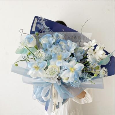 China Thickened jelly film, colored semi-transparent cellophane, flower bouquets, waterproof flower wrapping, crystal paper flower art packaging material for sale