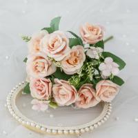 China 10 Nordic Spring Roses Simulated Flower Bouquet Plastic Fake Flowers Home Wedding Decoration Floral Arrangement Silk Flowers for sale