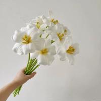 China Simulation opening leafless tulip PU touch Brownie artificial flower bouquet single flower European-style home decoration photography for sale