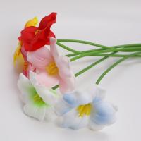 China Simulation opening leafless tulip PU touch Brownie artificial flower bouquet single flower European-style home decoration photography for sale