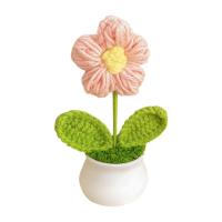 China Birthday gift for girls: puff pastry, small flower potted plant, desk decoration, hand-woven artificial wool, artificial flower for sale
