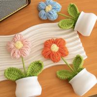 China Birthday gift for girls: puff pastry, small flower potted plant, desk decoration, hand-woven artificial wool, artificial flower for sale