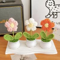 China Birthday gift for girls: puff pastry, small flower potted plant, desk decoration, hand-woven artificial wool, artificial flower for sale