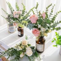 China Simulation flower manufacturer Mira rose bouquet home decoration cross-border wedding wholesale fake flowers INS style for sale