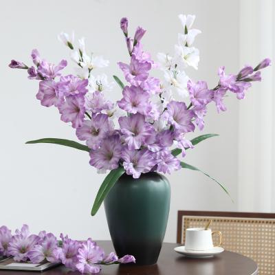 China High-end artificial flowers, single-branch gladiolus artificial flowers, home living room and dining table decoration, wedding photography props, artificial bouquets for sale