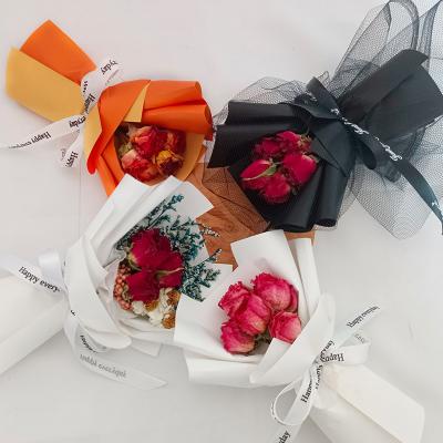 China INS Style Creative Mini Bouquet Natural Red Roses Dried Flowers Wedding Festival Gift 520 Love People's Day souvenir for sale