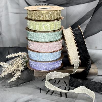 China Sandwich lace, snow gauze, ribbon 15mm, woven fabric, clothing accessories, hair accessories, DIY butterfly Butterfly knot semi-finished product for sale