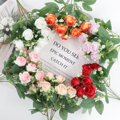 China Wedding simulation, small roses, simulated flowers, fake flowers, oversized wedding photography, flower bouquets, home desktop decoration props for sale