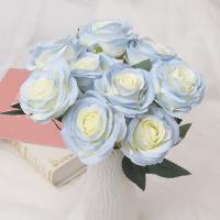 China Ice blue rose simulation flower vase, living room decoration, bouquet arrangement, rose simulation flower bouquet, high-end simulation flower for sale