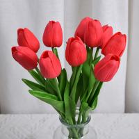 China Cross-border bestseller PU tulip artificial flowers, Amazon wedding bouquet decoration, living room and home decoration artificial flowers for sale
