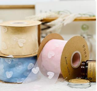 China Heavy Industry Peach Heart Embroidery Snow Yarn Bouquet Packaging Macaron Ribbon Flower Shop Cake Shop Handmade DIY Materials for sale