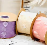 China Heavy Industry Peach Heart Embroidery Snow Yarn Bouquet Packaging Macaron Ribbon Flower Shop Cake Shop Handmade DIY Materials for sale