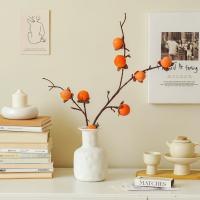 China Customized Size Simulation 8 Small Persimmons Imitation of Real and Fake Persimmons Variety Flowers for Home Decoration Wedding for sale