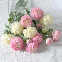 China Simulated High-end 3-head Plush Thousand Pose Lotus Flower, Ocean Peony, Simulated Flower, Home Wedding Decoration, High-end Fake Bouquet for sale