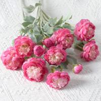 China Simulated High-end 3-head Plush Thousand Pose Lotus Flower, Ocean Peony, Simulated Flower, Home Wedding Decoration, High-end Fake Bouquet for sale