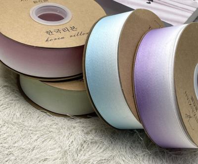 China 4cm Gradient Color Ribbed Tape Double-Sided Printed Ribbon Eco-Friendly Material for DIY Bow Hair Accessory Clothing Head for sale