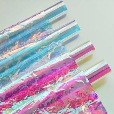 China Florist Wrapping Laser Transparent Rainbow Inner Lining Paper for Iridescent Film Bouquet Packing Shipping Time 30-45Days for sale