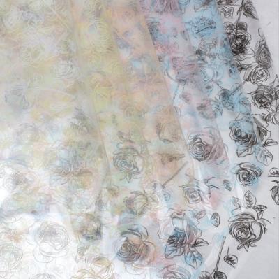 China Crystal rose OPP flower wrapping paper, cellophane transparent printed floral art bouquet, flower wrapping paper for sale