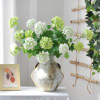 China Home Decoration 3-Head Wooden Embroidered Ball Simulation Flower Soft Wedding Flower Wall Ceiling Decor Multiple Color for sale