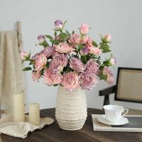 China Bionic charred rose, artificial flower, high-end living room and dining table flower, bouquet decoration, artificial flower, rose, wedding bouquet for sale