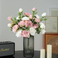 China Bionic charred rose, artificial flower, high-end living room and dining table flower, bouquet decoration, artificial flower, rose, wedding bouquet for sale