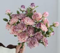 China Bionic charred rose, artificial flower, high-end living room and dining table flower, bouquet decoration, artificial flower, rose, wedding bouquet for sale