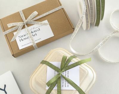 China 1cm Green Ribbon English Letter DIY Material Packaging Flower Ribbon Decorative Gift Box Handmade for sale
