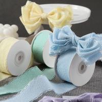 China Polyester Woolen Lace Ribbon DIY Bow Red Wavy Edge Children's Hair Clip Gift Box Packaging Strap Clothing Accessories for sale