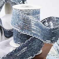 China Handmade Bows Sequins Straight Cut Edges Denim Webbing Color Fastness Hair Accessories DIY Materials Clothing Accessories Straps 4cm/10m for sale