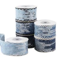 China Handmade Bows Sequins Straight Cut Edges Denim Webbing Color Fastness Hair Accessories DIY Materials Clothing Accessories Straps 4cm/10m for sale