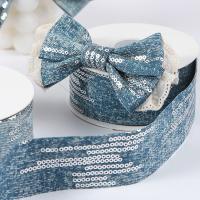 China Handmade Bows Sequins Straight Cut Edges Denim Webbing Color Fastness Hair Accessories DIY Materials Clothing Accessories Straps 4cm/10m for sale